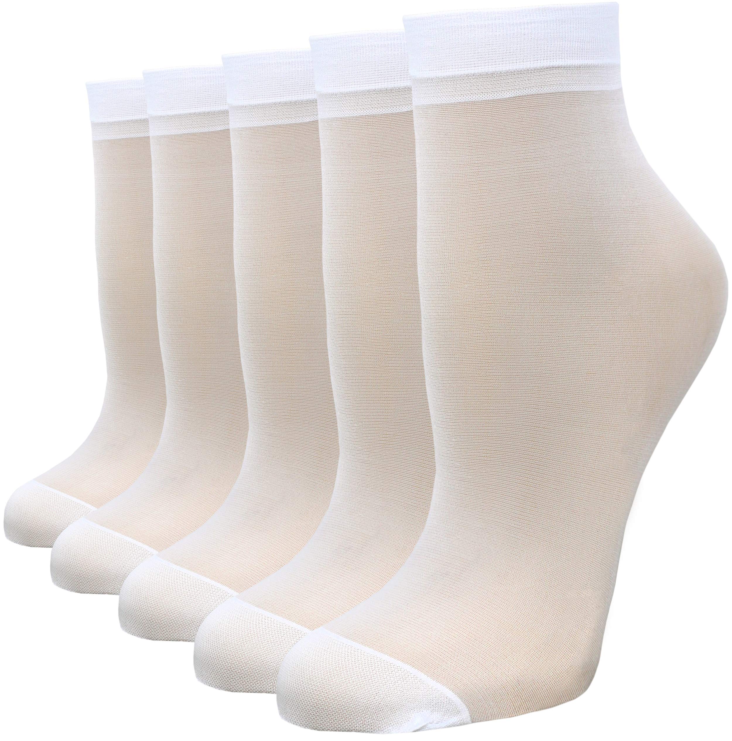 10 Pairs Women's Soft Ankle High Sheer Socks Hosiery (10Pairs White)