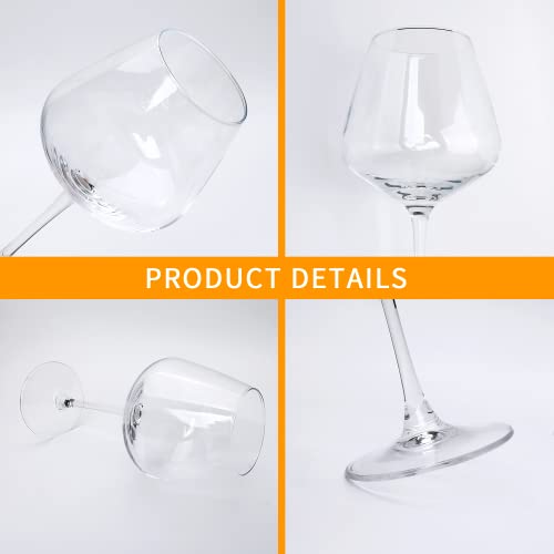 14oz Red Wine Glasses Set of 6,Clear Crystal Burgundy Glasses for Wine Tasting,Luxury Long Stem Glassware Modern Wine Glasses for Anniversary,Wedding,Birthday