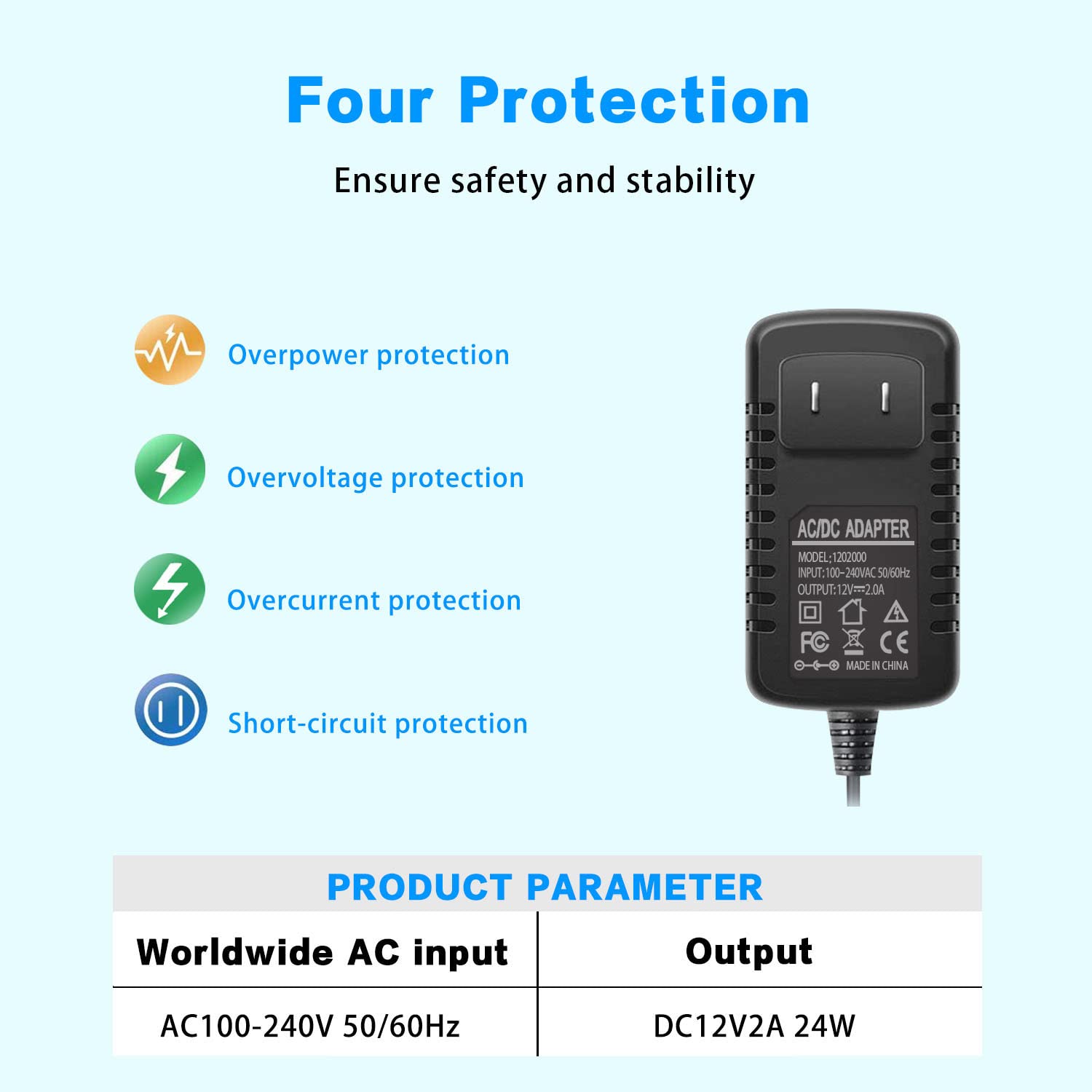 12V 2A 24W Power Supply AC 100V-240V to 12V 2A Adapter Wall Mounted 12V Switching for DC12V CCTV Camera LED Strip Light rc Balance Charger