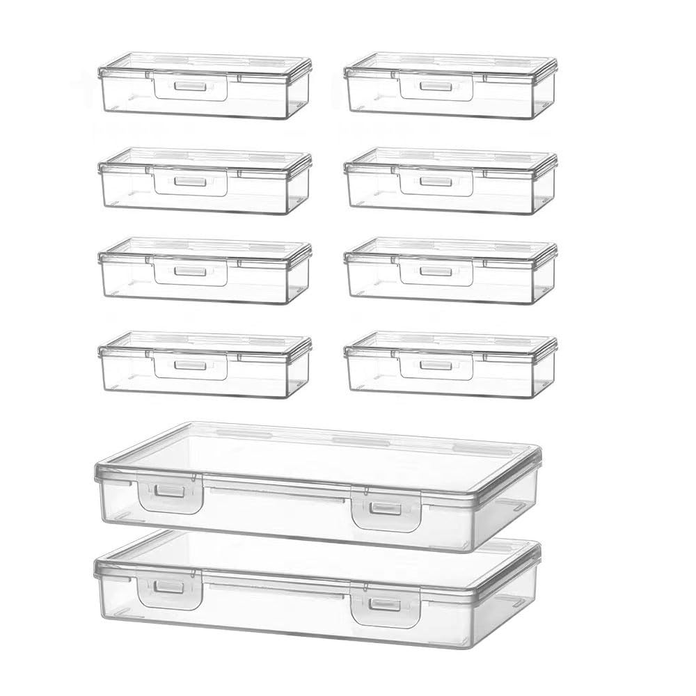 10 Pack Rectangular Plastic Storage Containers Box,Bead Organizers Box and Organizer Transparent Boxes with Hinged Lid for Storage of Small Items, Jewelry, Diamonds, DIY Art Craft Accessory