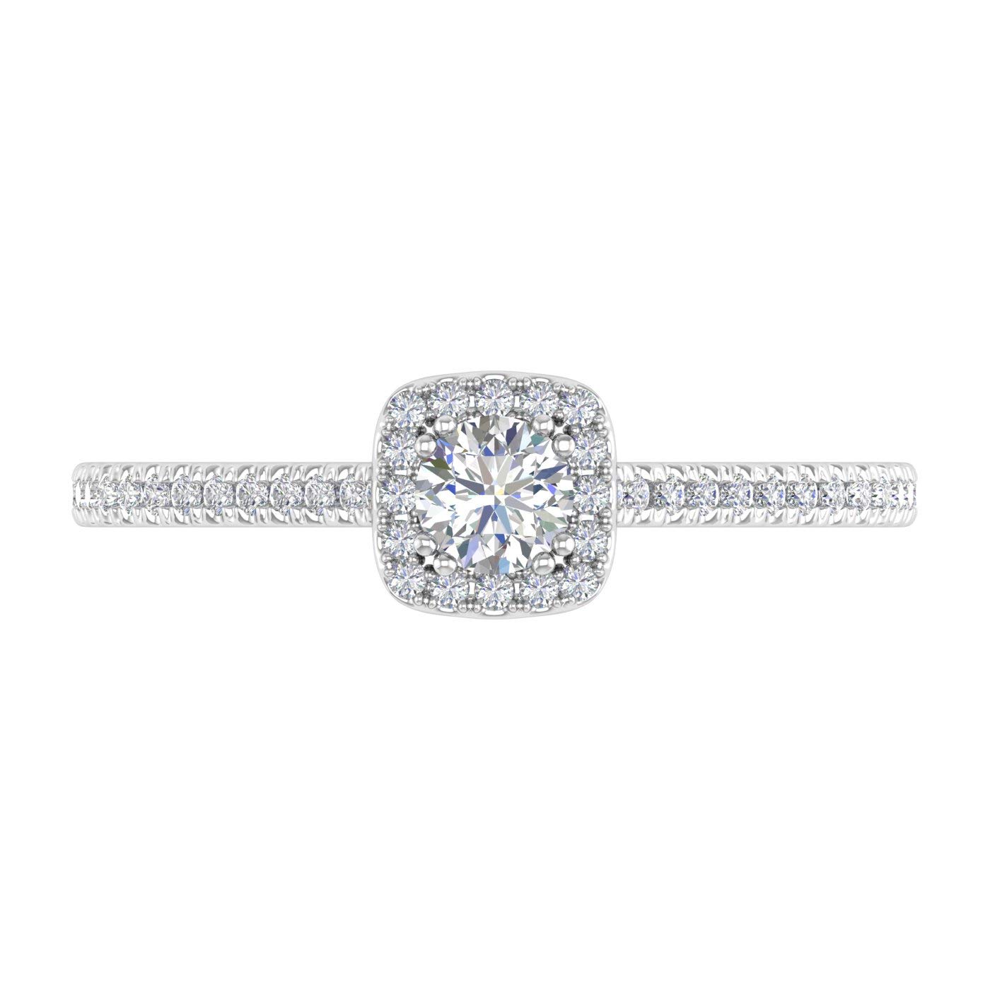 1/2 Carat Diamond Cushion Shape Halo Engagement Ring in 10K White & Rose Gold (Ring Size 7)