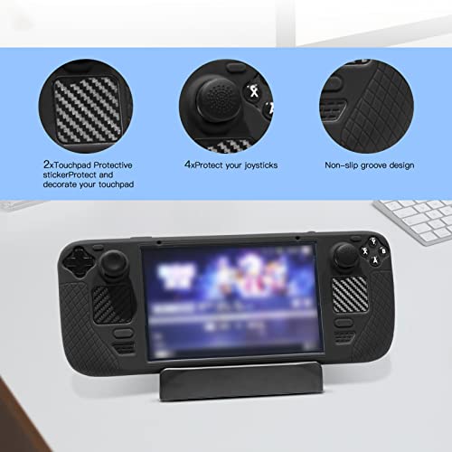 1 Set Silicone Case Dust-Proof Wear-Resistant Game Console Silicone Protective Case for Steam Deck Black