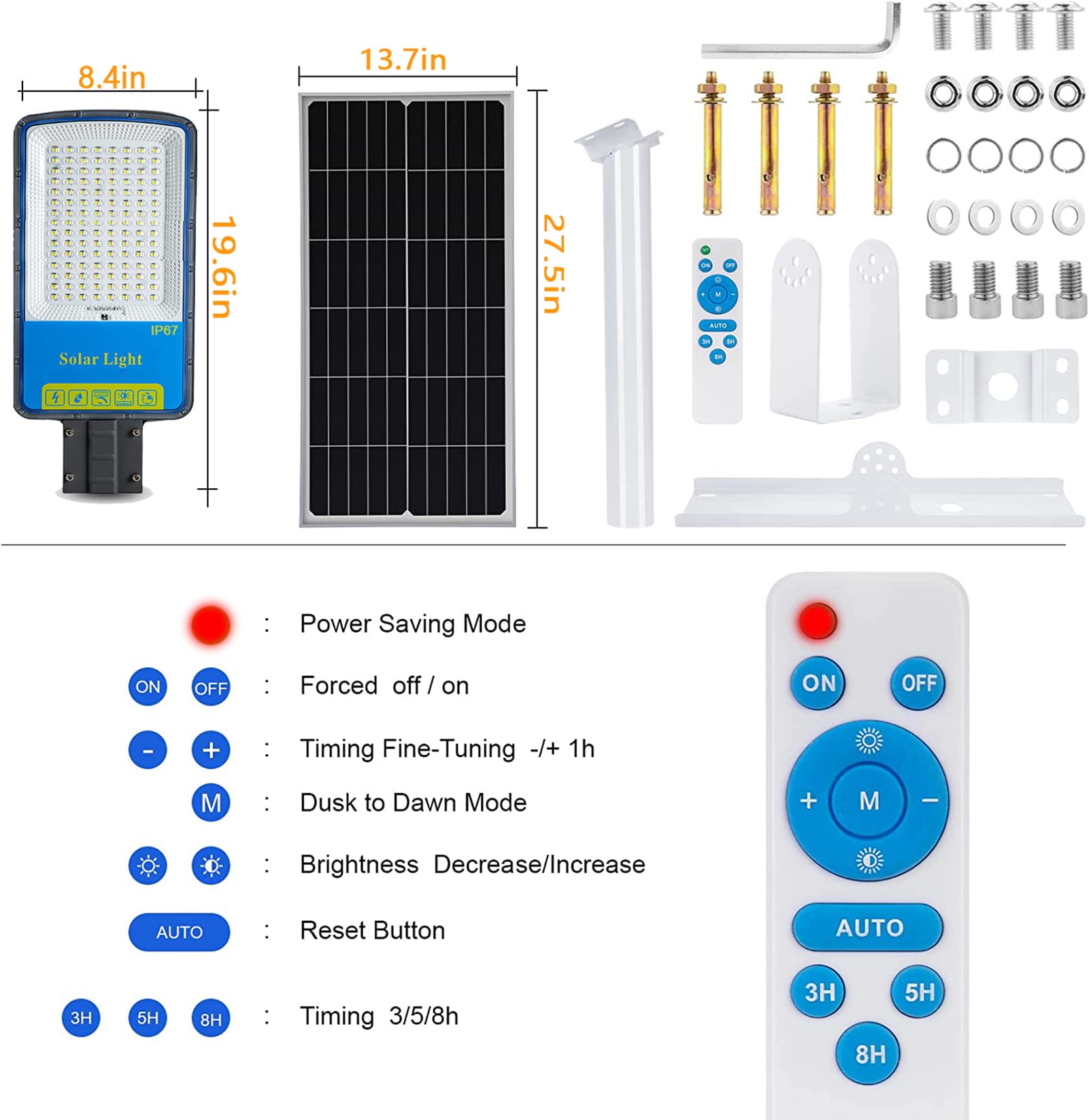 1800W Solar Street Light, 235000 Lumens Dusk to Dawn Solar Outdoor Lights Remote Control Waterproof IP67 6500K Security Solar Flood Light for Yard, Garage, Garden