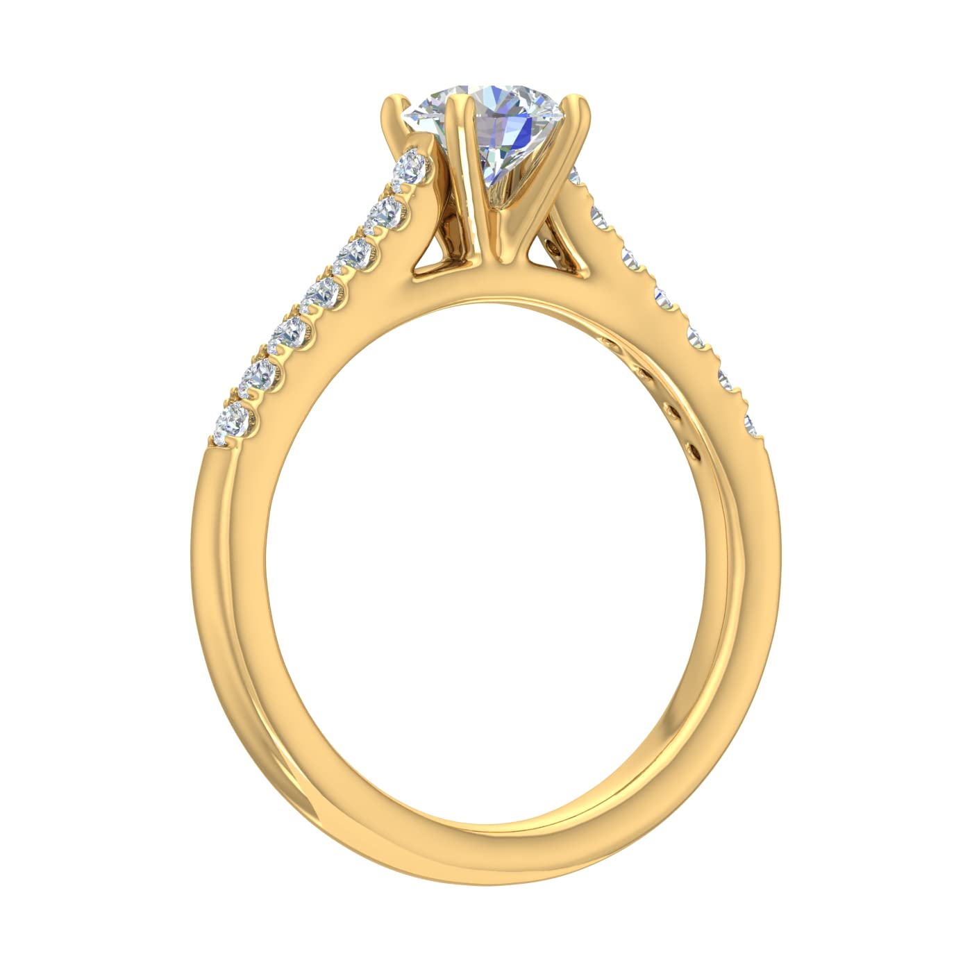 1/2 Carat Prong Set Solitaire Diamond Engagement Ring Band in 14K Yellow Gold (Ring Size 7)