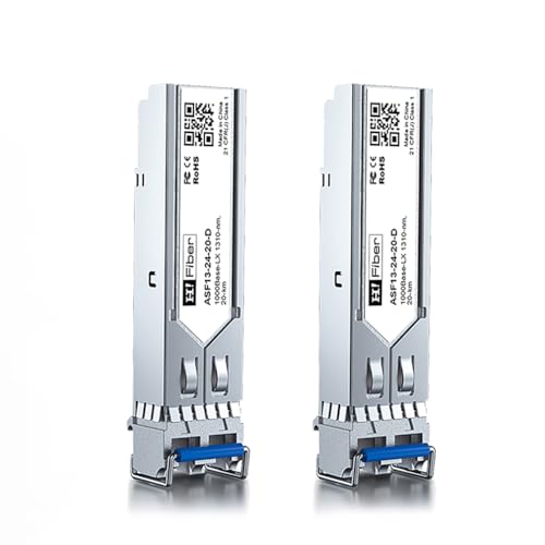 1.25G Single Mode SFP LC Module, 1000Base-LX/LH Fiber Transceiver for Cisco GLC-LH-SMD, Meraki, Ubiquit UniFi, TP-Link, Fortinet, Intel, Netgear, Mikrotik and More (SMF,1310nm,20km,DDM) 2 Pack