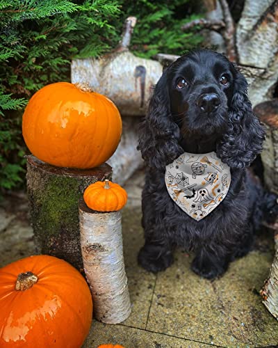2 Pack Dog Halloween Bandana - Triangle Reversible Pet Scarf for Dogs, Adjustable Holiday Dog Bandanas for Small Medium Large Dogs Pets