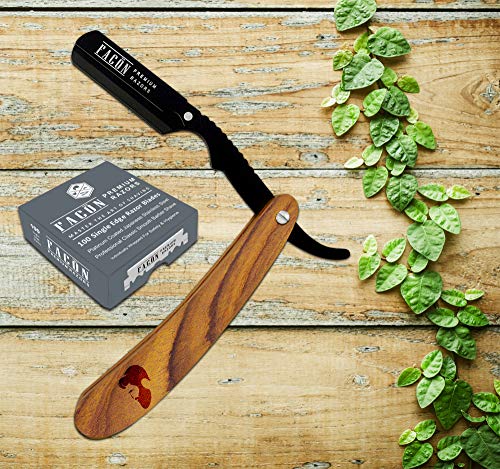 100 BLADES + Facón Professional Vintage Straight Edge Barber Razor - Salon Quality Cut Throat Shavette