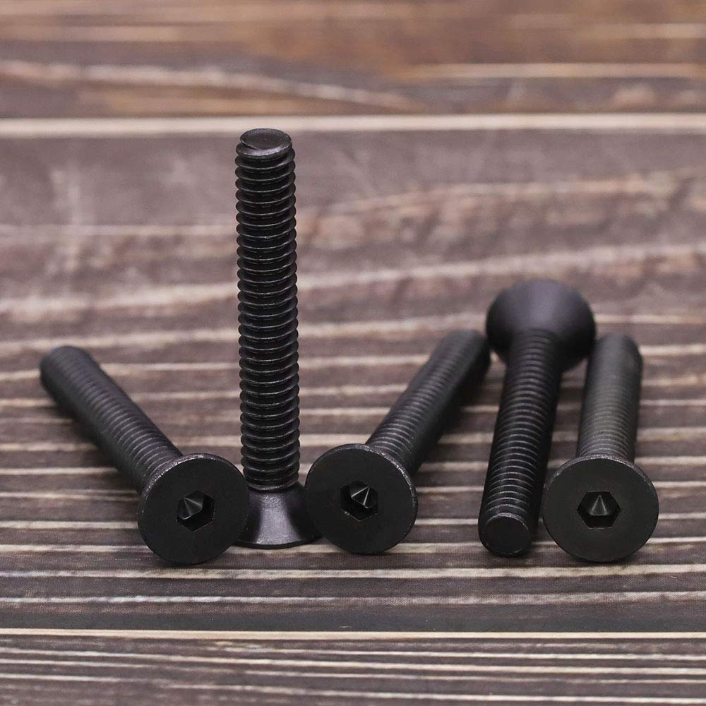 1/4-20 x 1-1/4" (26 pcs) Flat Countersunk Head Socket Head Cap Screws, 10.9 Grade Alloy Steel, Black Oxide Finish, Allen Hex Socket Drive, Full Thread, Coarse Thread UNC