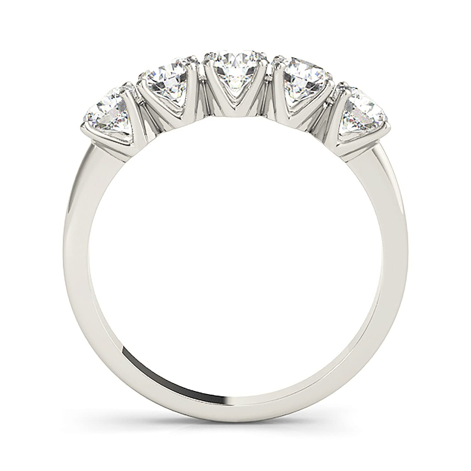 1.00 Carat Natural Diamond Anniversary Band in Platinum, Five Stone Wedding Ring (F-G Color, SI1-SI2 Clarity) Ring size 8.5