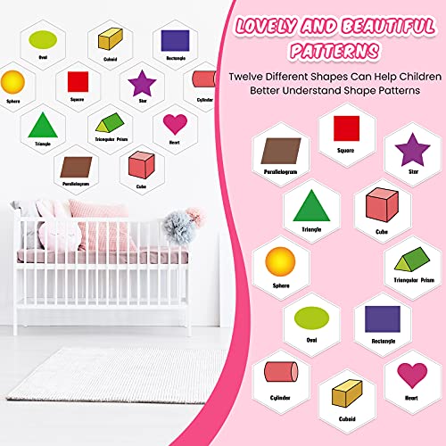 12 Pieces Shape Hex Wall Decals Removable Wall Decals Wall Stickers for Kids Nursery Bedroom Living Room Decoration