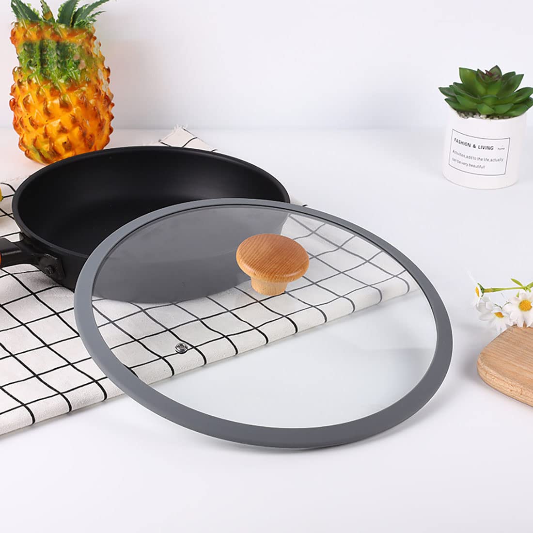 10.5" Tempered Glass Lid for Pans,Fry Pan, Universal Pot or Pot Cover,10.2"/26cm, Clear
