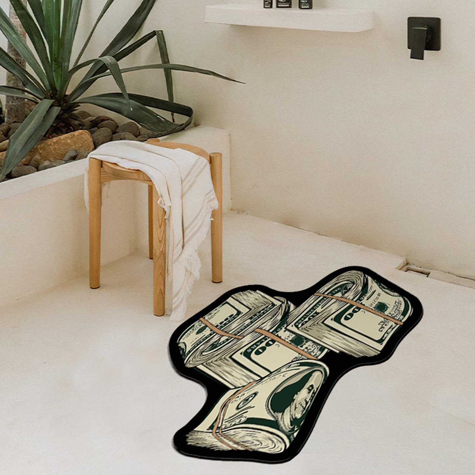 100 Dollar Bill Rug Art Money Carpet Cozy Soft Bedroom Carpets Living Mat Decoration Bathroom Be Absorbent Rug Rugs Room Door Mat (E, 23.6 * 35.4 in)