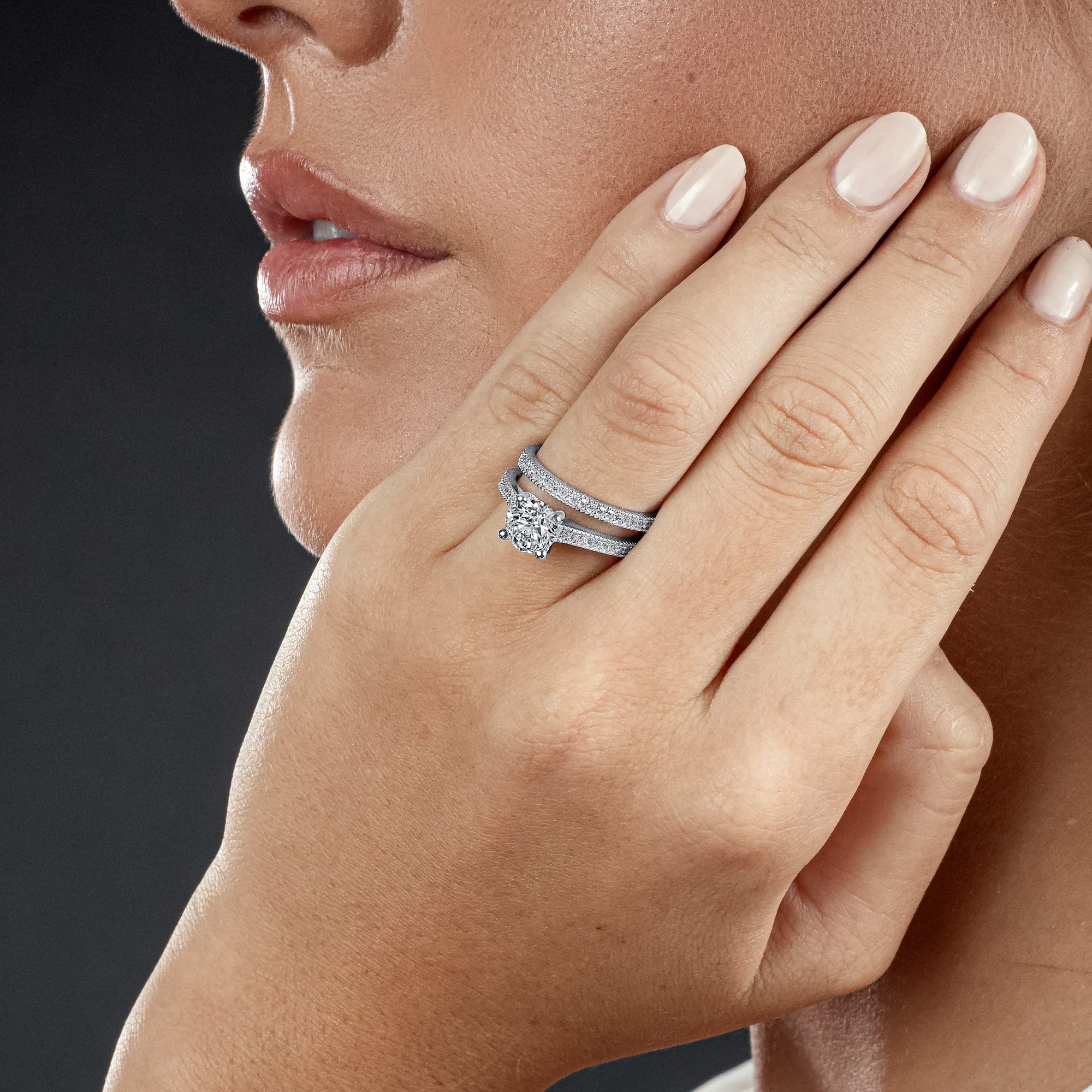 1.25 Carat Round Brilliant Cubic Zirconia Sterling Silver 925 Wedding Engagement Ring Band Set 7