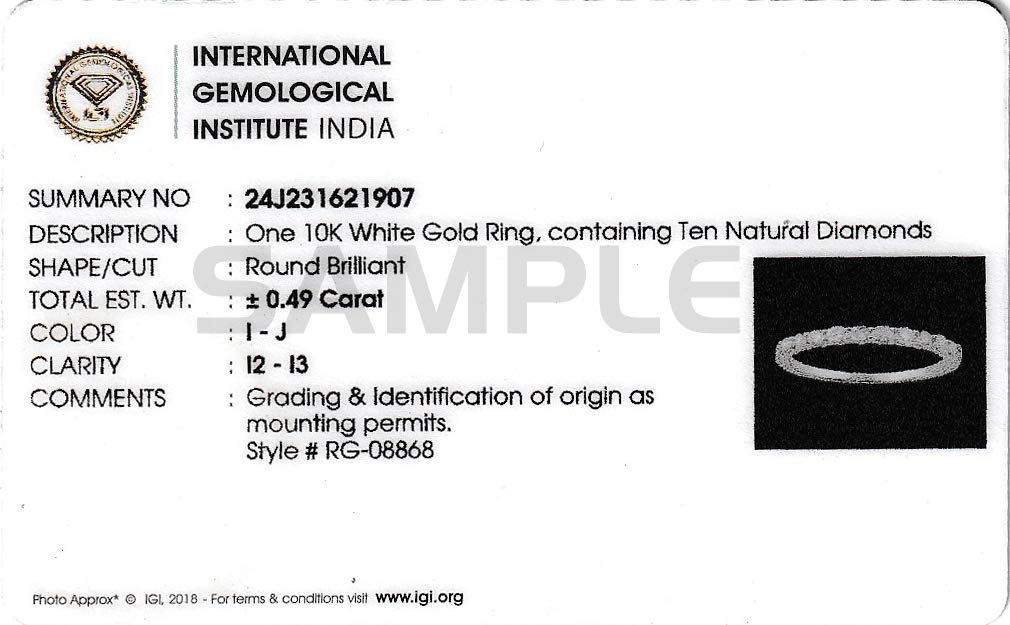 1/2 Carat Diamond Wedding Band in 10k White Gold (Ring Size 7.5)