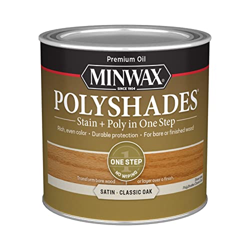 1/2 pt Minwax 21370 Classic Oak PolyShades Wood Stain and Polyurethane, Satin
