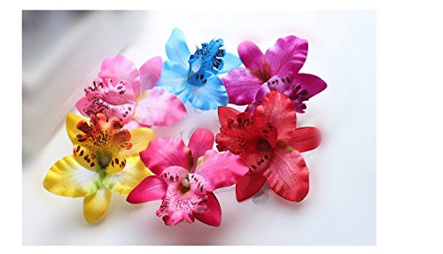 10 Pieces Women Chiffon Flowers Hair Clips Butterfly Orchid Alligator Clips for Bridal Wedding Accessory Beach Party Wedding Event Decor