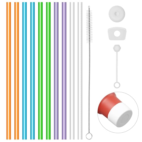 10 Pack Colorful Replacement Straws Compatible with Stanley 40oz Cup Tumbler, 4PCS Silicone Spill Proof Stoppers and Silicone Boot