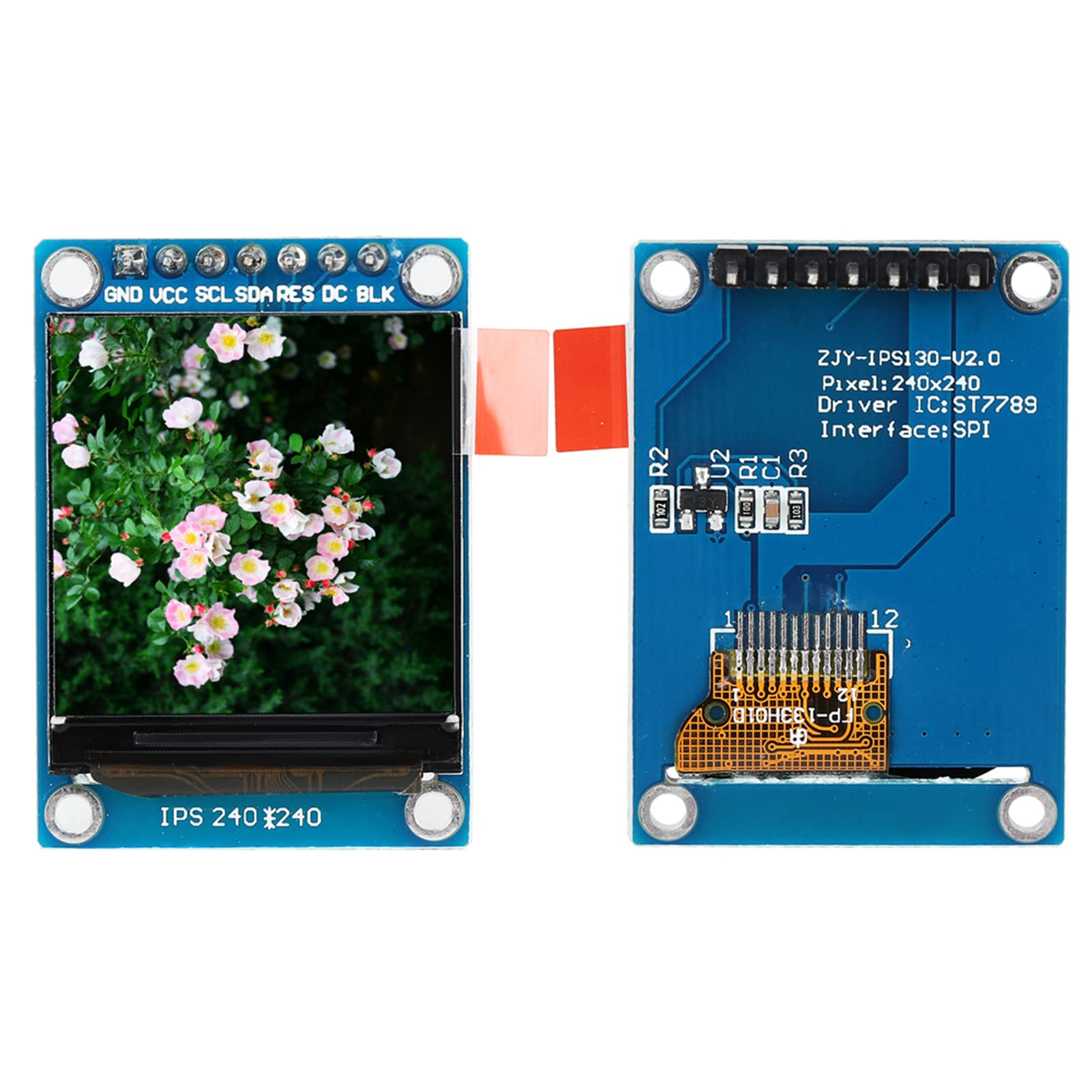1.3 Inch IPS Color LCD Display Module 240x240 RGB 3.3V SPI ST7735 Vivid and Intuitive, 4 Mounting Holes for Arduino