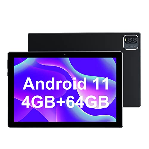 10 inch Android 11.0 Tablet, 4GB RAM+64GB ROM+512GB Expandable Computer Tablets PC, IPS Screen, 2+8MP Dual Camera, WiFi, BT, Google Certified Tablet