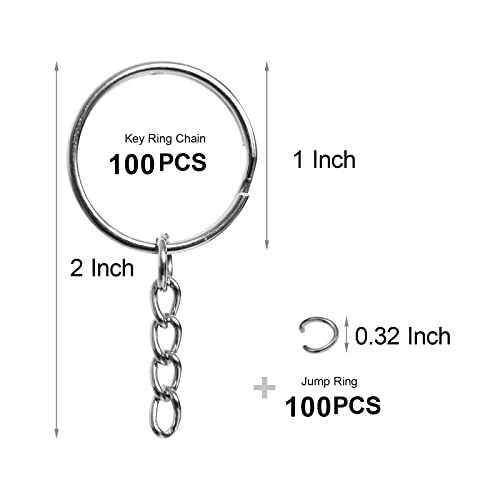 150 Pcs Key Chain, Key Chain Rings, Key Rings, Split Key Ring with Chain 1 Inch and Jump Rings, Split Key Ring with Chain, Keychain Accessories.