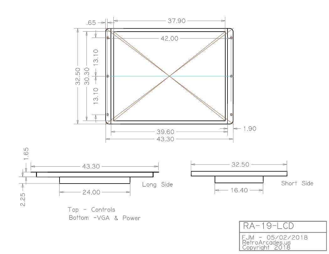19 Inch Arcade Game LED Monitor, Jamma Monitor MAME and Cocktail Game cabinets