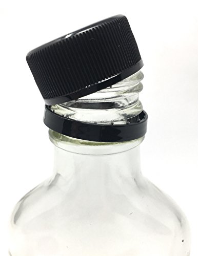 100 ml (3.3 oz) Glass Flask Liquor Bottle with Black Caps (12 Pack)