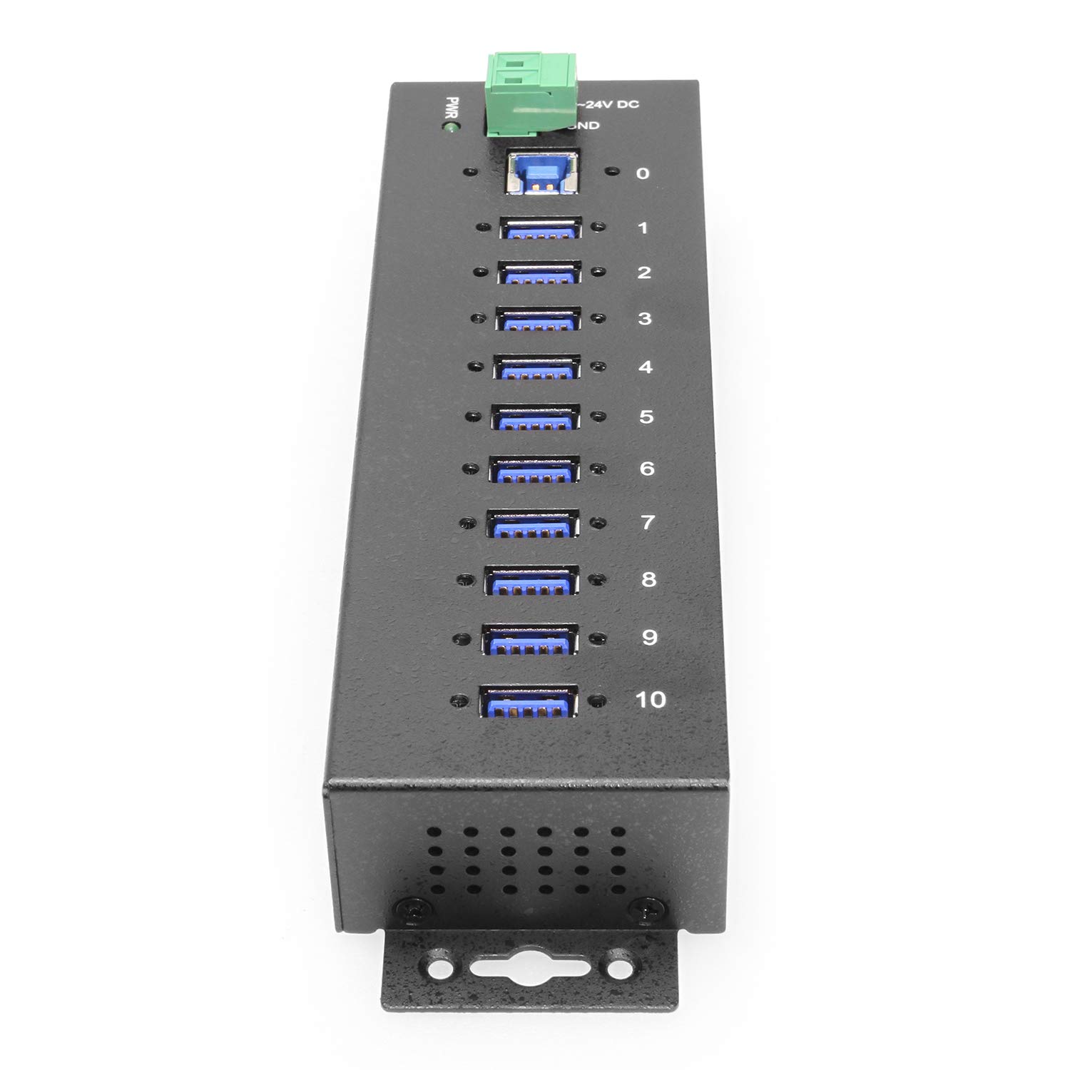 10 Port USB 3.2 Gen 1 Hub Surge Protection w/Din Rail Mounting