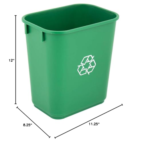 13 Qt. / 3 Gallon / 11 Liters Green Rectangular Recycling Wastebasket.Kitchen Waste Container Commercial Trash Can Recycle Bin