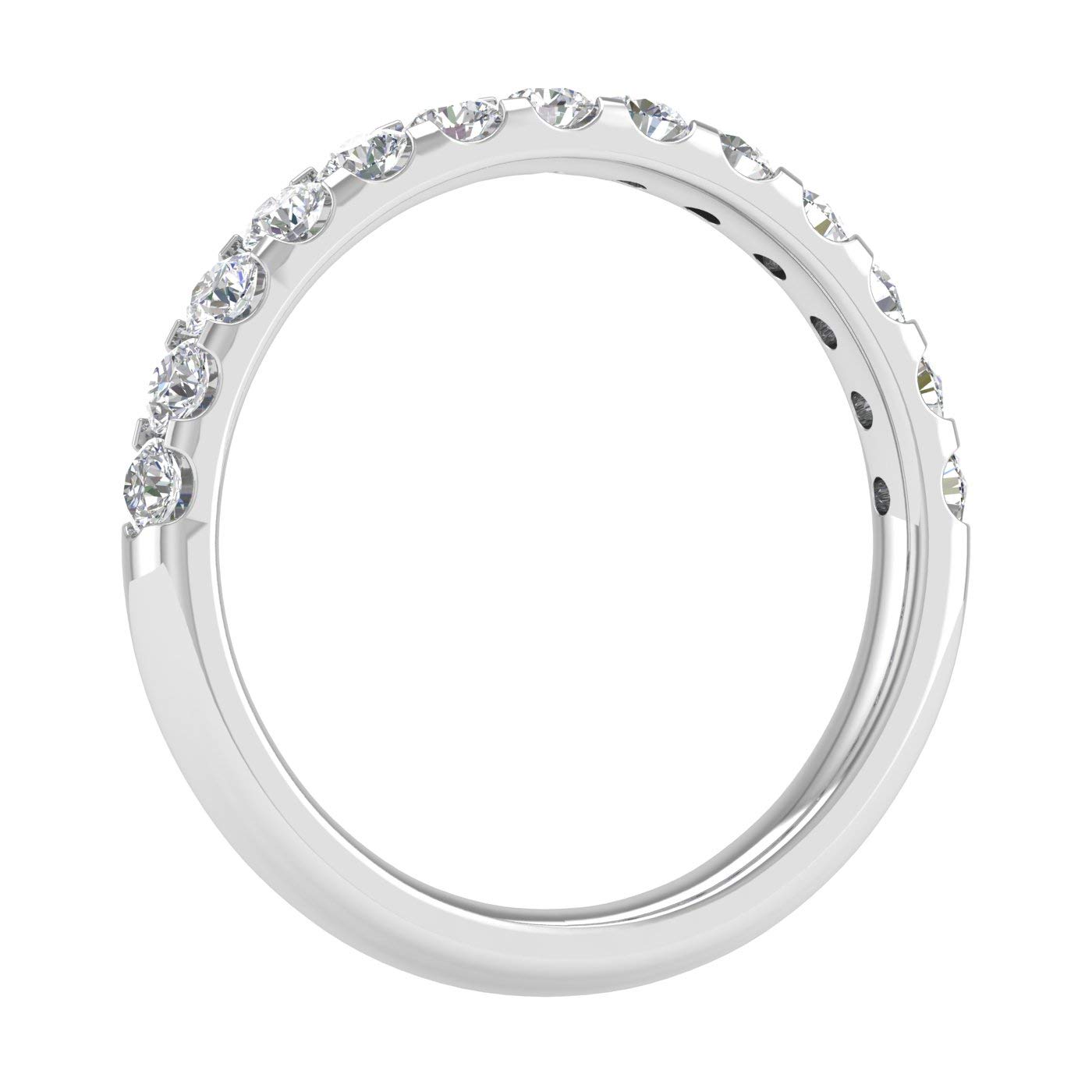 1/2 Carat Round Diamond Wedding Band Ring in 14K White Gold (Ring Size 7) (I1-I2 Clarity)