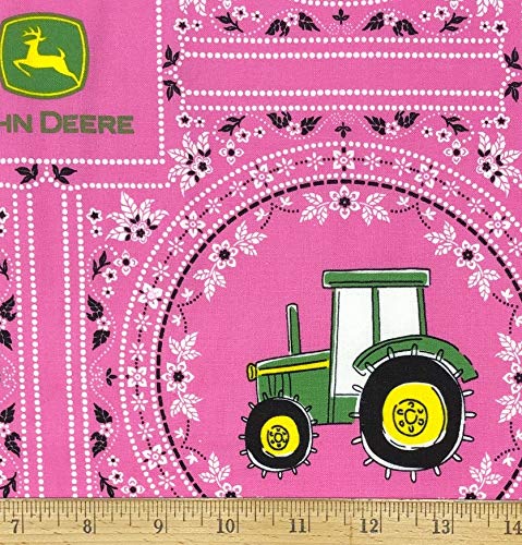 1/2 Yard - John Deere Hot Pink Bandana Cotton Fabric - Officially Licensed (Great for Quilting, Sewing, Craft Projects, Throw Blankets & More) 1/2 Yard X 44"