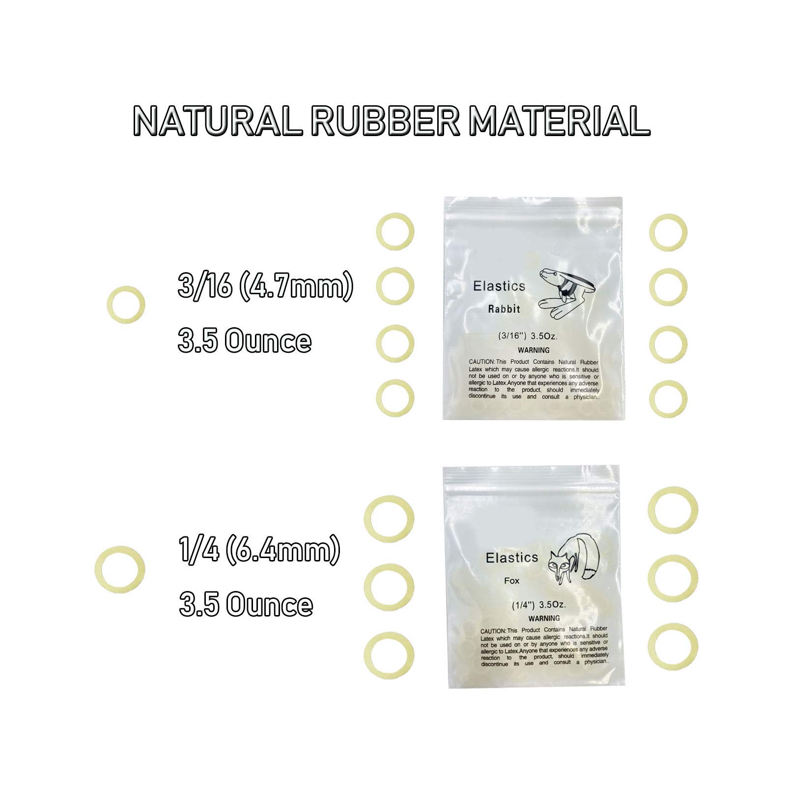 3/16 and 1/4 Inch Orthodontic Elastic Rubber Bands, 500 Pack Medium 3.5 Ounce Rubberbands Dreadlocks Hair Braids Fix Tooth Gap, 5 Pack Free Elastic Placer for Braces