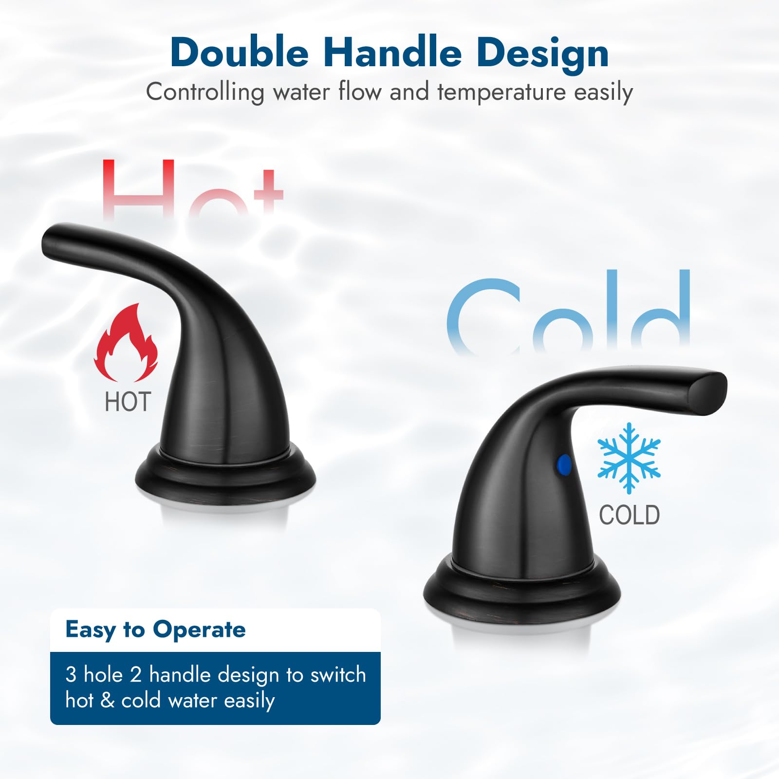 Cinwiny 3 Hole Bathroom Faucet 8 inch Vanity Widespread Sink Faucet 2 Handles Deck Mounted Basin Mixer Tap with Pop up Drain,Oil Rubbed Bronze