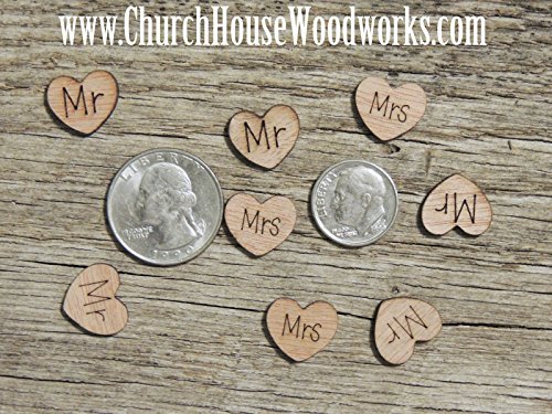 100 Mr Mrs Wooden Hearts - Wood Table Confetti, Embellishments, Scatters, Invitations, Table Decor, Rustic Weddings and Events