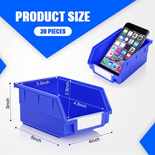 30 Pcs Wall Mounted Storage Bins Without Rack Plastic Hanging Parts Bins 5 x 4 x 3 Inches Open Front Small Screw Organizers Wall Mount Tools Organizers for Kitchen Workshop Classroom Office Parts