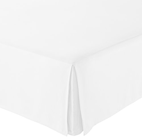 Amazon Basics Lightweight Pleated Bed Skirt - Queen, Bright White & Lightweight Super Soft Easy Care Microfiber Bed Sheet Set with 14-Inch Deep Pockets - Queen, Bright White