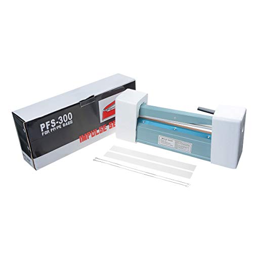12" (300mm) Impulse Sealer Upgrade Thicken Iron case- Manual Poly Bag Heat Sealing Machine Closer Kit w/Adjustable Timer, Portable with Free Replacement Element Grip and Teflon Tape (12 Inch)
