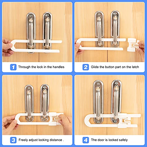 10 Pack Baby Sliding Cabinet Locks - Vmaisi Adjustable U Shaped Child Safety Locks,Childproof Latches for Kitchen Bathroom Storage Cupboards Doors, Handles and Knobs White (10)