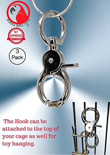 1321 Pack 3 Key, Claw, Feeding, Door, Cage, Lock, Chain, Ring, Bonka Bird Toys, Craft, Clip, Parrot, Hanging, Dog, cat, Parrot, Conure, Accessory, Part