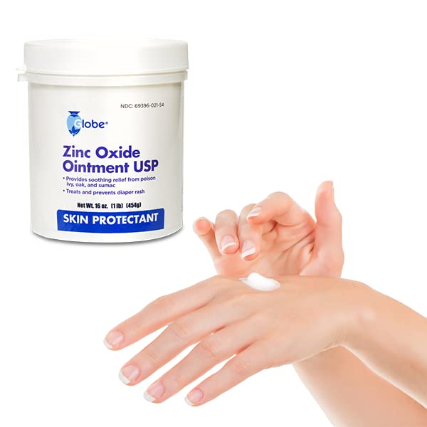 16 oz Globe Zinc Oxide 20% Skin Protectant Barrier Ointment, Treatment for Diaper Rash, Relief From Poison Ivy, Sumac & Oak, Protects From Wetness, Protects Chafed Skin