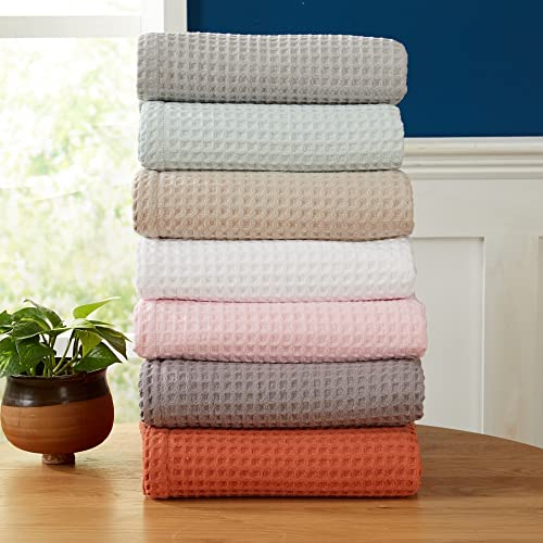 100% Cotton Waffle Weave Bed Blanket | Soft, Breathable, and Lightweight Blanket for All-Season | Perfect for Layering | Brielle Collection (Full/Queen, Light Grey)