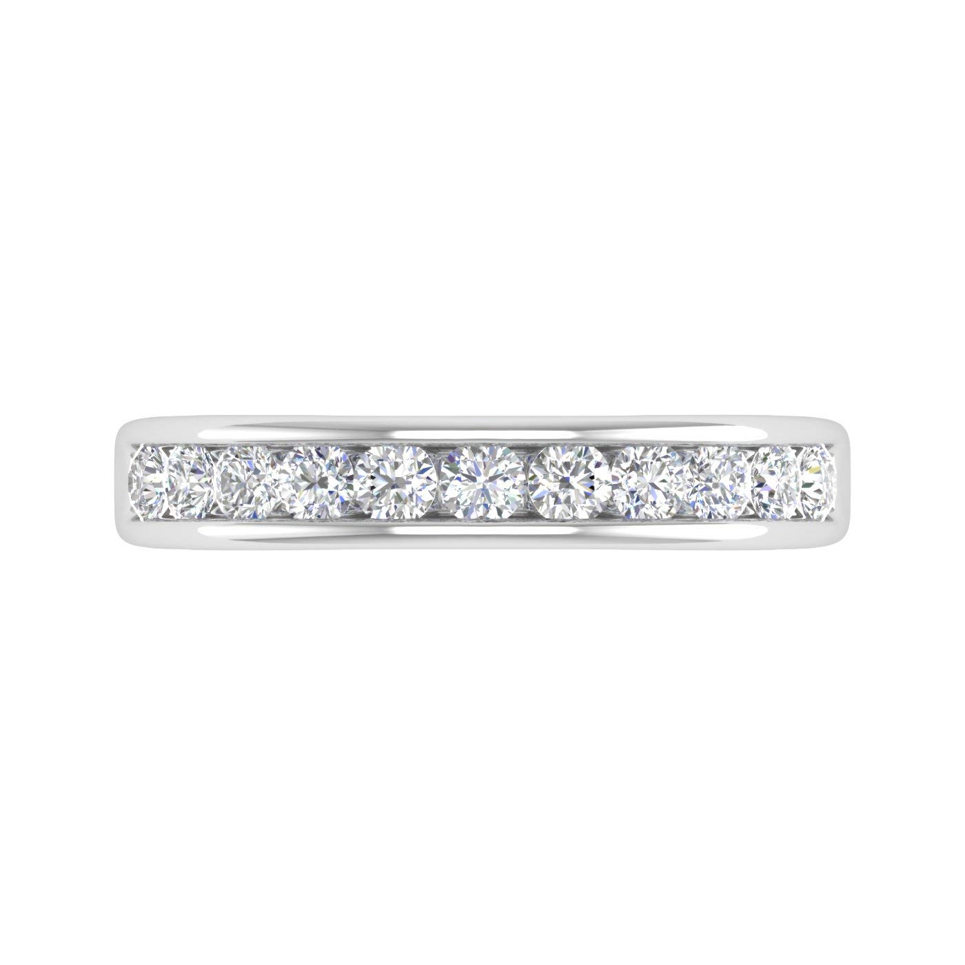 1/2 Carat Channel Set Diamond Wedding Band Ring in 14K White Gold (Ring Size 4)