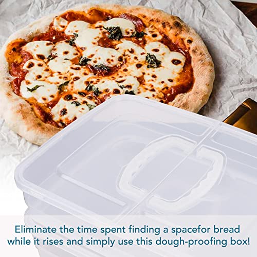2 PCS Dough Trays for Pizza, Commercial Pizza Dough Proofing Box, BPA FREE,Durable Pizza Storage Container, 14" x 10.3" Large Capacity Pizza Dough Containers, Home Pizza Dough Trays with Handles
