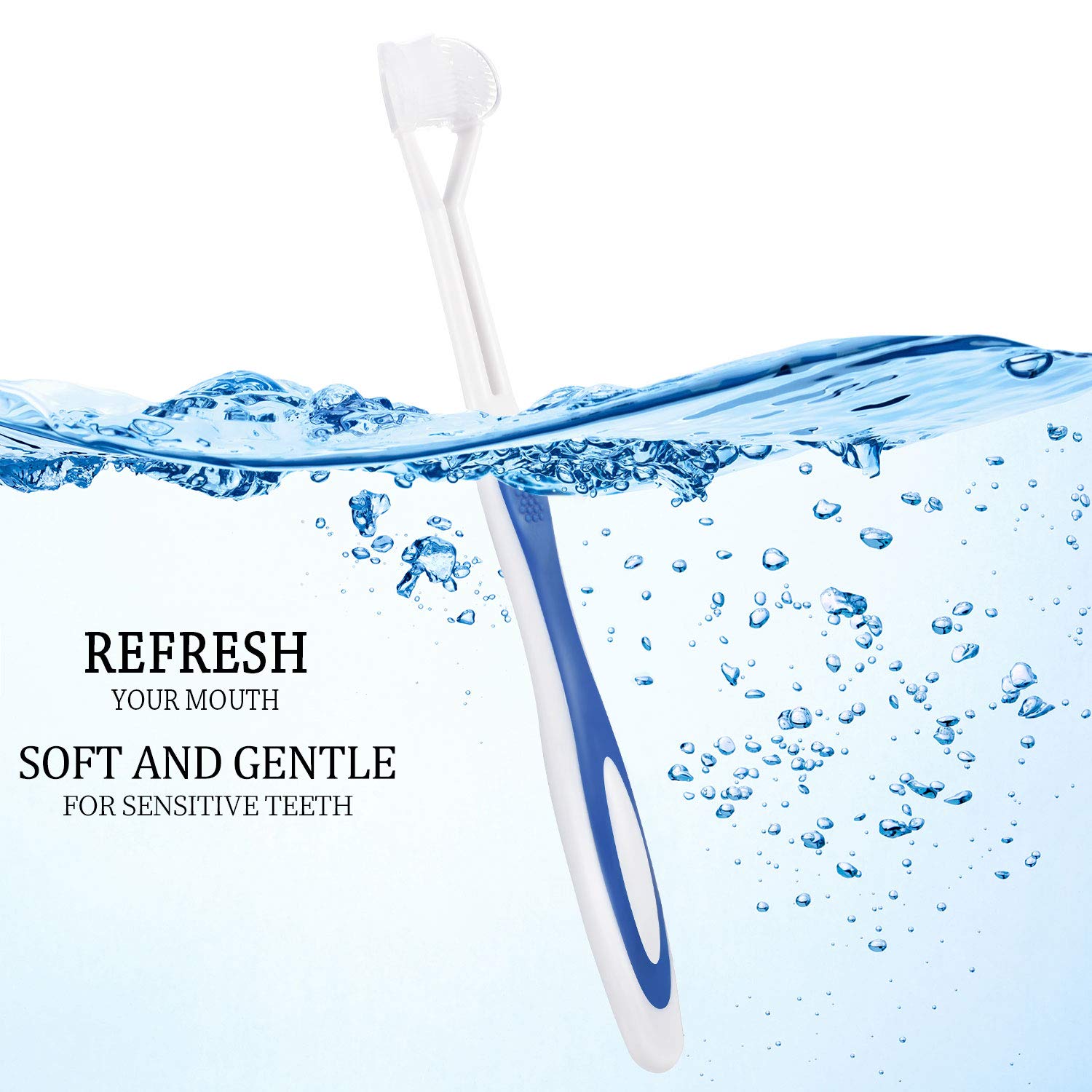 16 Pieces Three Sided Toothbrush Autism Toothbrush Bristle Travel Toothbrush for Kids Complete Teeth Gum Care Great Angle Bristles to Clean Each Tooth, Soft/Gentle (Green, Blue, Yellow, Red)