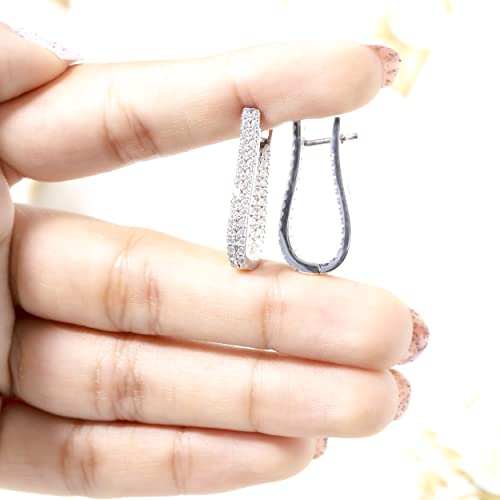 1.30 Carat Cubic Zirconia Inside Out Huggie Hoop Earrings for Women in 925 Sterling Silver (VVS, 1 1/3 CTW) Handmade Mini CZ Huggie Hoops by Octa Pearl