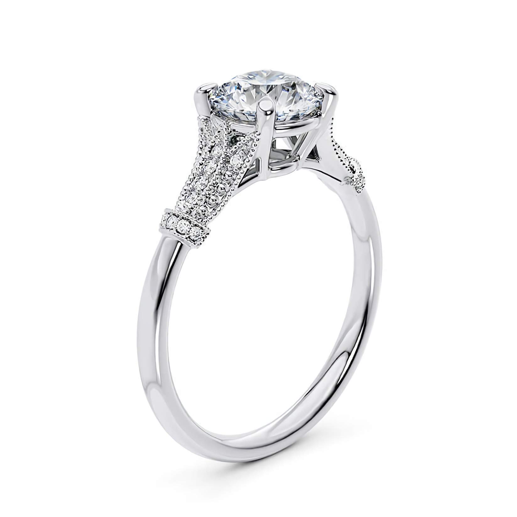 1-1/5 Carat (ctw) Bridal Set Moissanite Engagement Rings for women Platinum Plated Silver Ring Moissanite Rings (30)