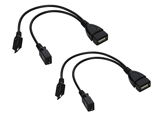 2 Pack OTG Cable Replacement for Fire Stick 4K, Compatible Samsung Galaxy, Amazon Fire TV, Compatible with LG HTC Android Phone Tablet Micro USB Host with Micro USB Power
