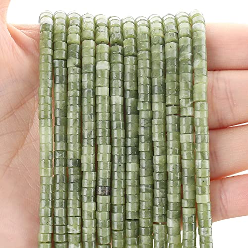 150PCs Natural African Transvaal Jade Spacer Beads, Loose Semi Precious Flat Round Gemstone Heishi Disc Stone Beads for Beading Jewelry Making 4mm*2mm 38cm