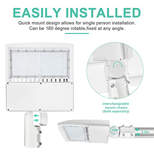 150W LED Parking Lot Light 21000 LM, 5000K 1-10V Dimmable LED Shoebox Pole Area Light (600W MH Equiv), Direct Arm Mount IP65 Waterproof 100-277V AC, UL&DLC, White (Direct Arm Mount, 150Watts)
