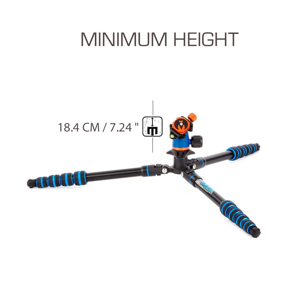 3 Legged Thing Punks Corey 2.0 Magnesium Alloy Ultra-Compact Travel Tripod - Adjustable, Multi-use Camera Tripod with Three Detachable Legs - Blue/Black (COREYBLUE2.0)