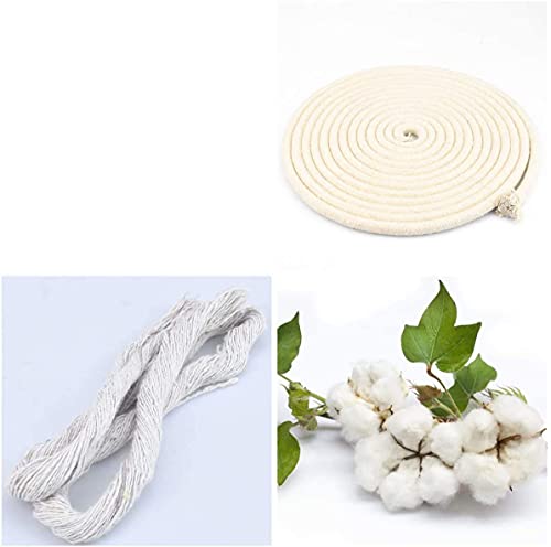 1/4 Inch Natural Cotton Rope, White Craft Rope Clothesline, Used for DIY Rope Baskets, Handicrafts, Candle Wicks, etc, 6MM, 39 Feet.